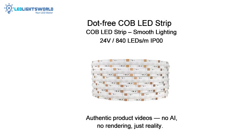 RGB COB LED Strip Light Kit 24V 840 LEDs/m Dot-Free RGB Lighting Setup