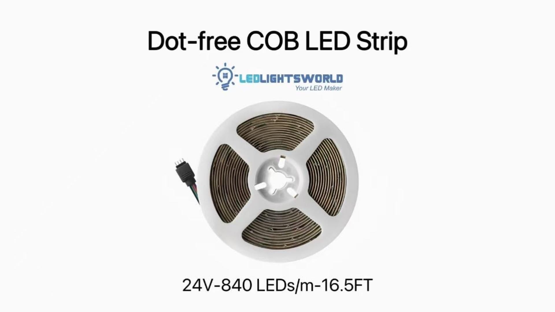 RGB COB Flexible LED Strip Light 24V 840 LEDs/m Dot-Free RGB Lighting