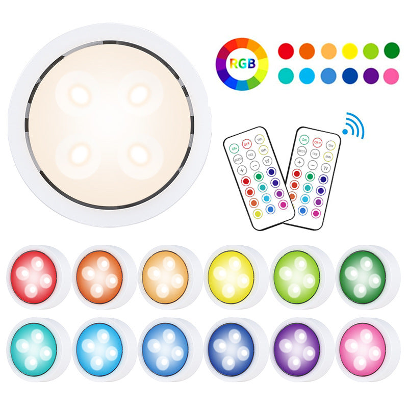 6 Pack LED Puck Lights with Remote, White Finish RGBW Color Changing U