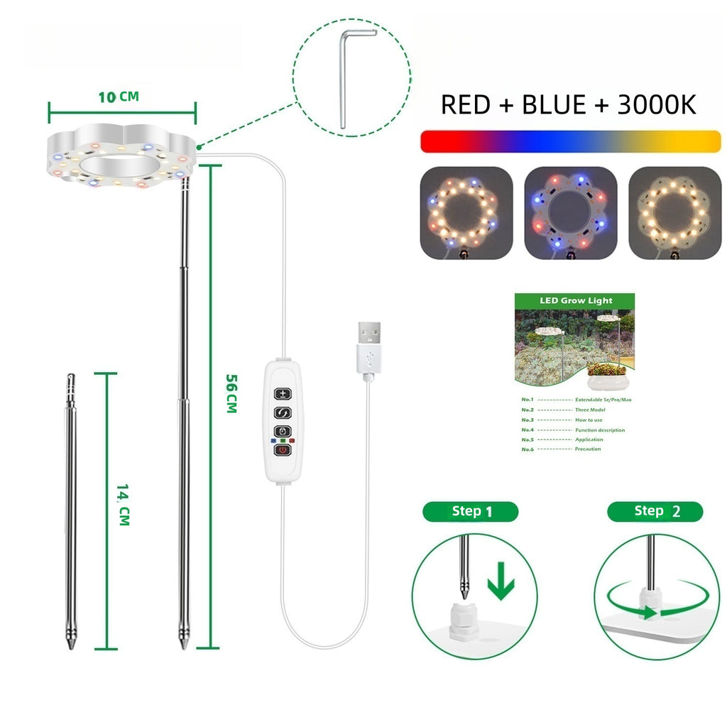 Smart LED Grow Light for Indoor Plants | Full Spectrum USB Plant Lamp
