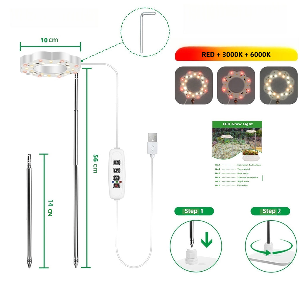 Smart LED Grow Light for Indoor Plants | Full Spectrum USB Plant Lamp